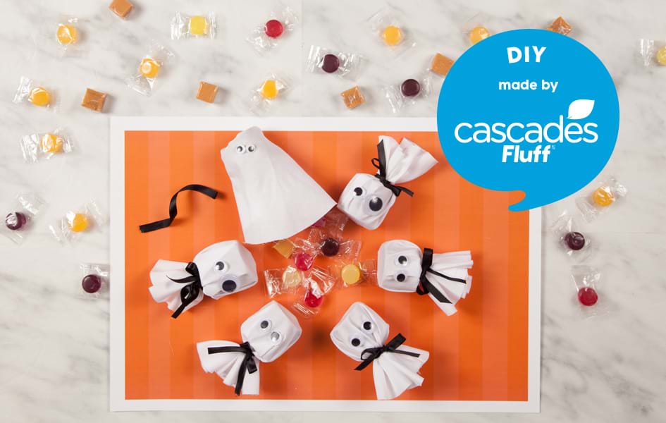 DIY: How to create mini-ghost candy cups - Cascades Fluff & Tuff